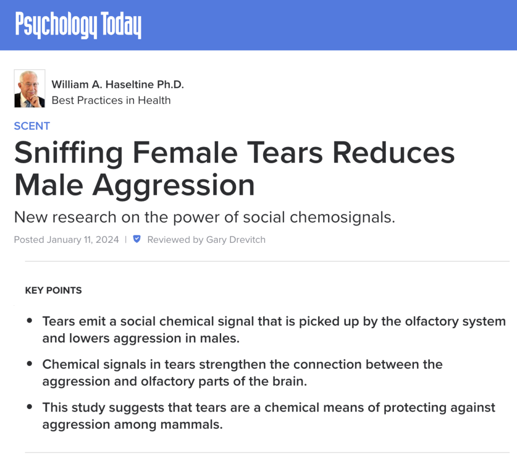 Sniffing Female Tears Reduces Male Aggression – ACCESS Health International